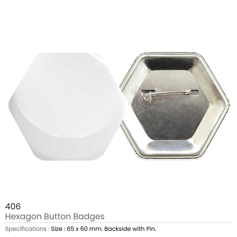 Hexagon Button Badges | Promotional Gifts Suppliers in Dubai