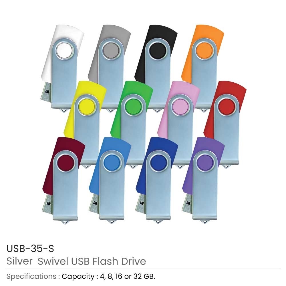 Silver Swivel USB Flash Drives | Promotional Gifts Suppliers in Dubai