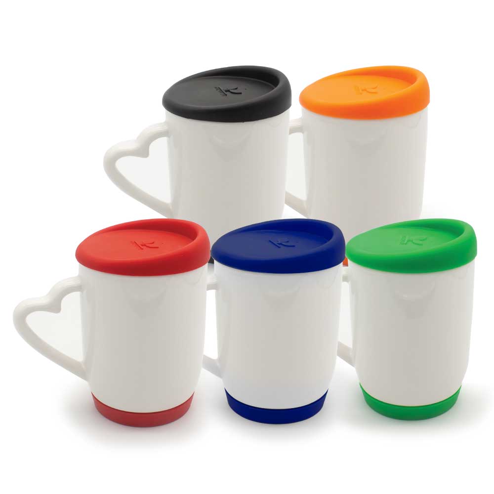 White Ceramic Mugs with Silicone Cap and Base | Promotional Gifts ...