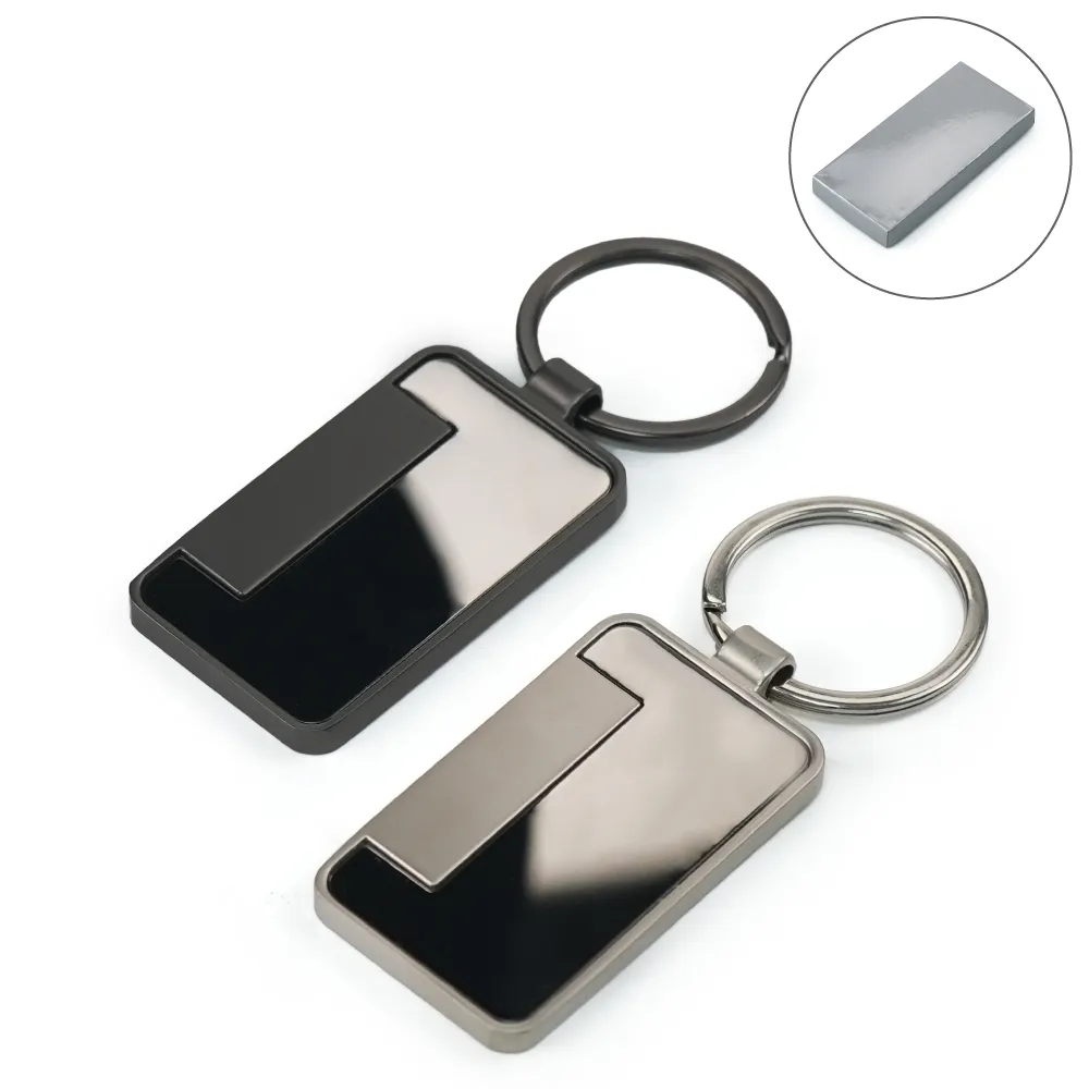 Metal Keychain Rectangle Gun Metal Matte Finish Plate | Promotional ...